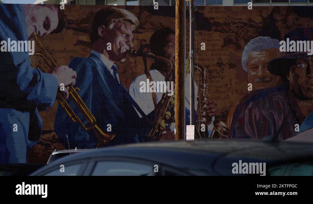 Mural on the side of the Capitol Records Building in Los Angeles Stock ...