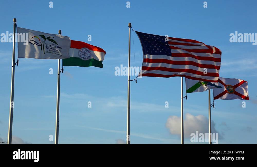 Virginia Key Beach Park Flags Stock Video Footage - Alamy