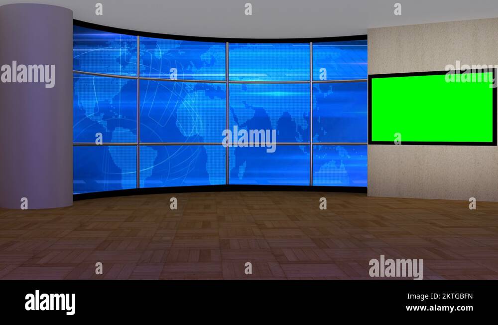 News TV Studio Set 177- Virtual Green Screen Background Loop Stock Video Footage - Alamy