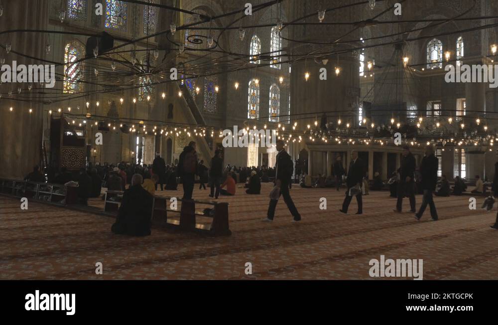 People praying blue mosque istanbul noon prayer Muslims Fatih ...