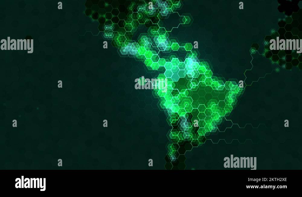 Hexagons world map loop. Connecting network of lines in a honeycomb ...