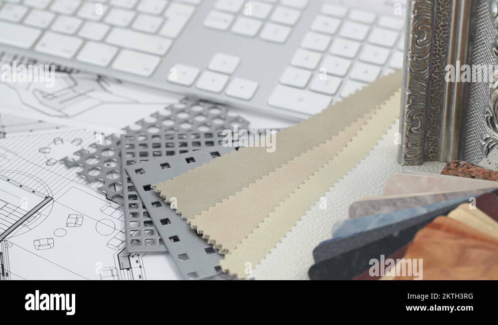 keyboard, architectural materials & drawings Stock Video Footage - Alamy