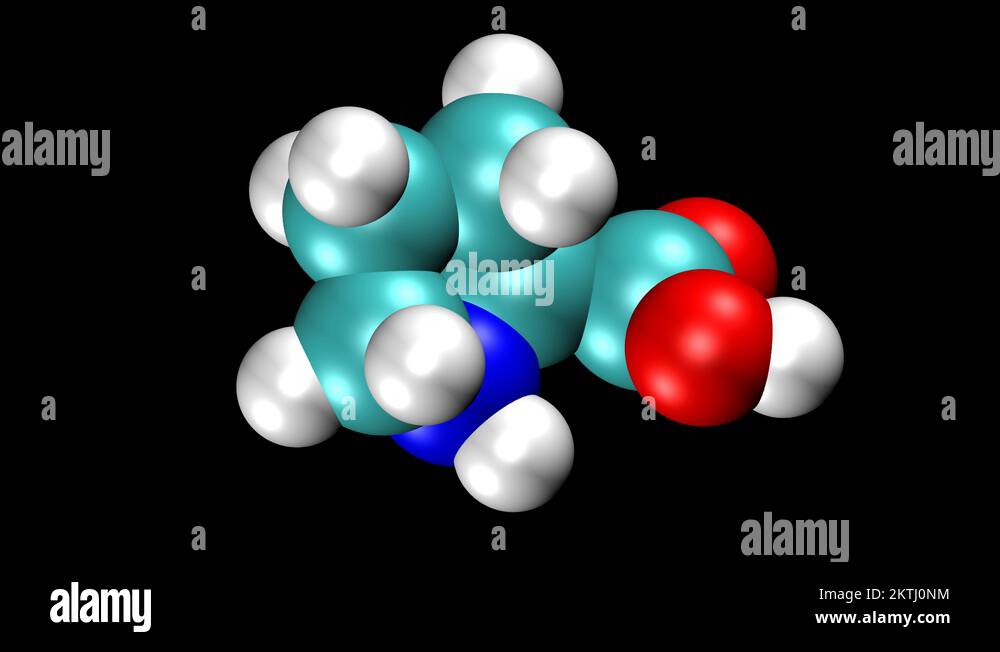 Rotating molecular model of the amino acid proline Stock Video Footage ...