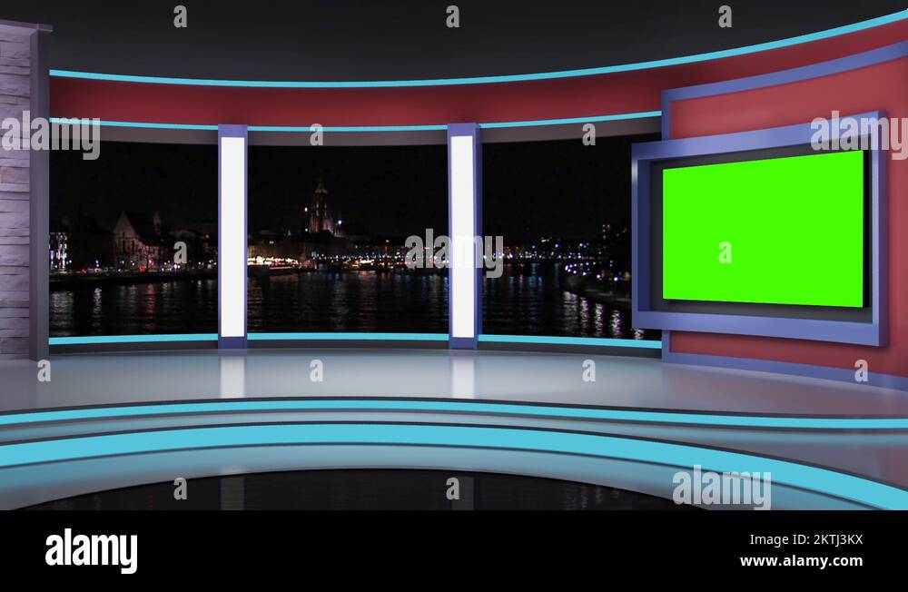 News TV Studio Set 192- Virtual Green Screen Background Loop Stock ...