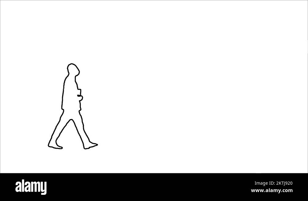 Wire Outline, Animated, Loopable Cinemagraph of a Man Walking in ...