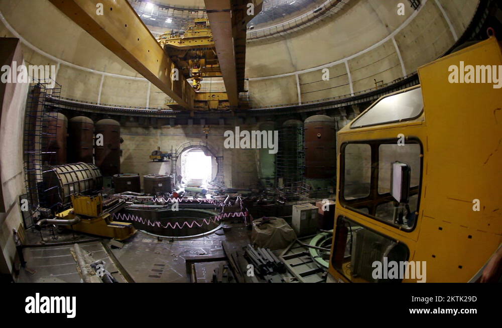 Construction site. Process of building a nuclear power plant. Reactor ...