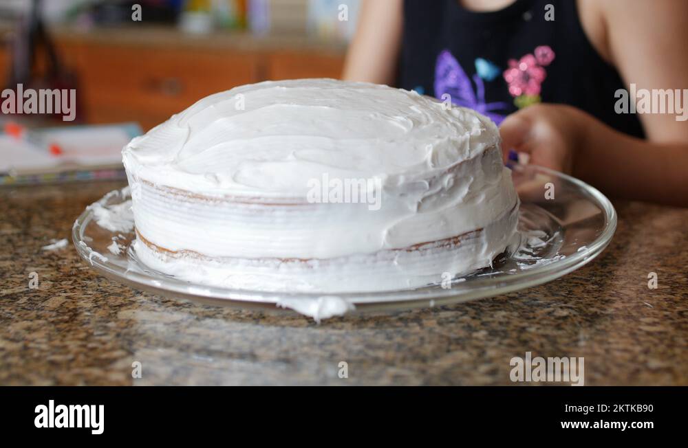Child Showing off Birthday Cake with White Fluffy Frosting, 4K Stock ...