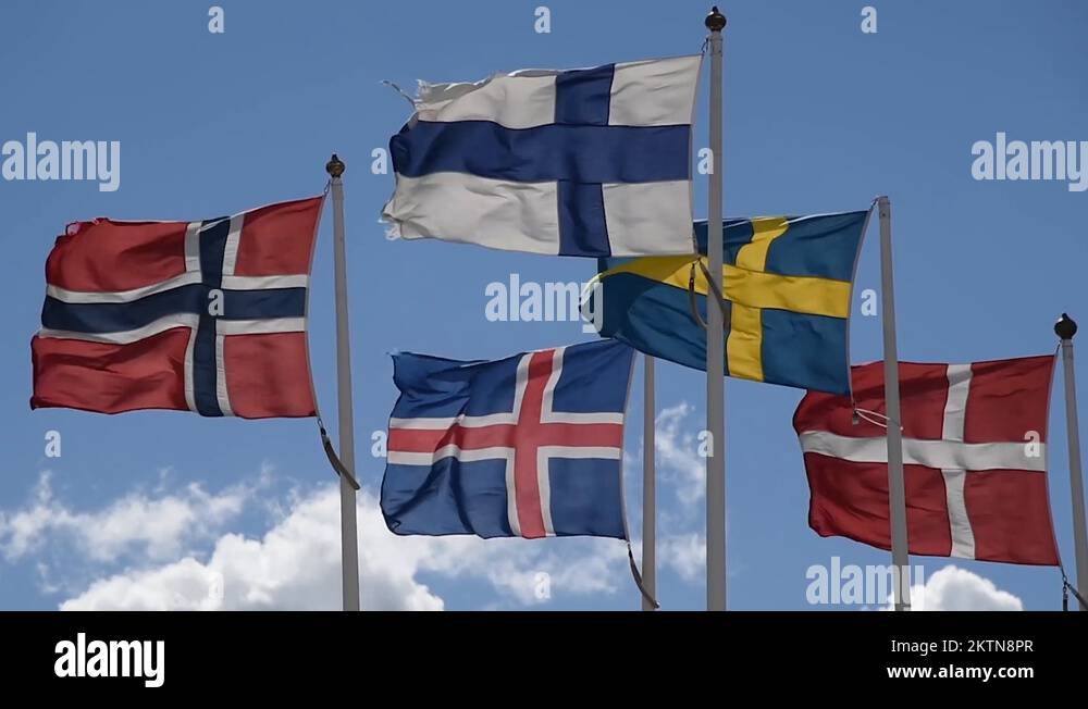 Flags of the nordic countries iceland Stock Videos & Footage - HD and ...