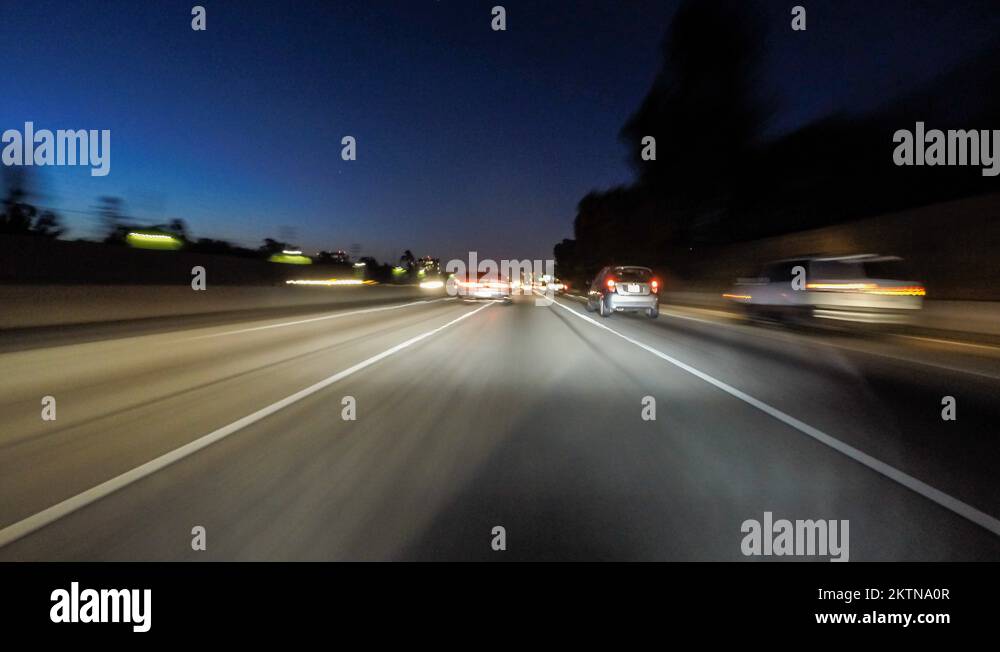 Night Driving Time Lapse through the 405 Freeway Sepulveda Pass in Los ...