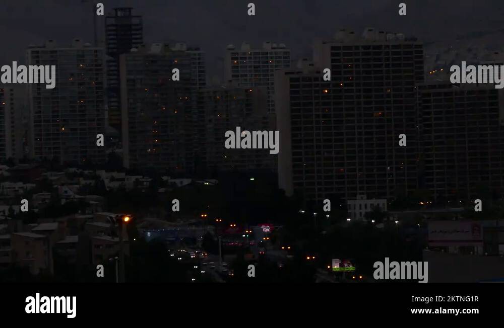 Night view of towers in the modern northern part of Tehran the capital ...