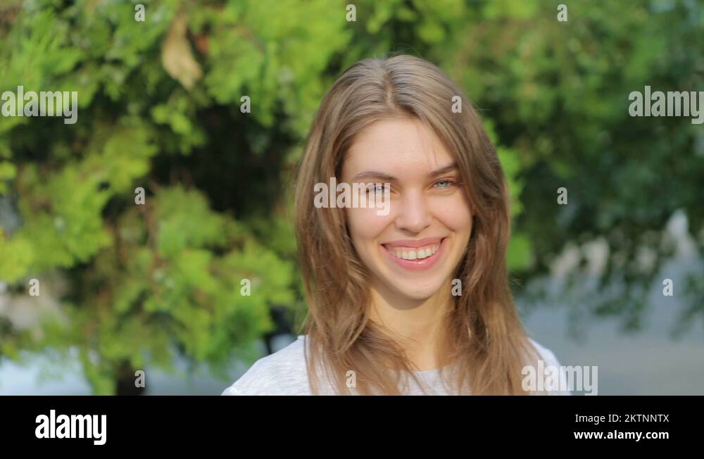 Portrait Of A Young Attractive Beautiful Girl Stock Video Footage