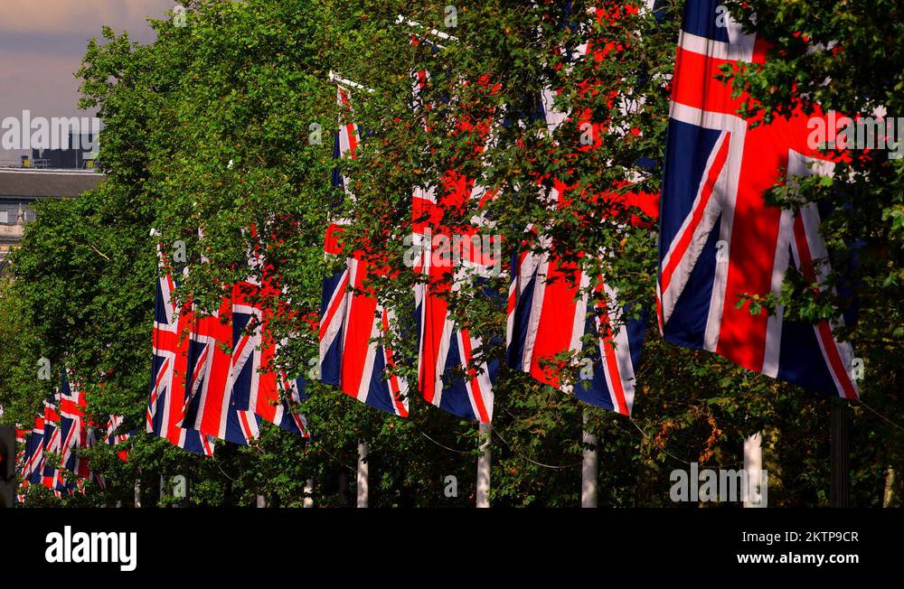 UNION JACK FLAGS BLOWING THE MALL LONDON ENGLAND Stock Video Footage ...