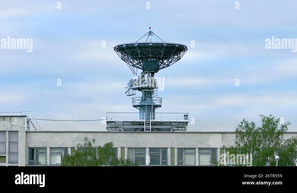 Large Nine-Meter Dish-Shaped Antenna on Roof of Govermental Research ...