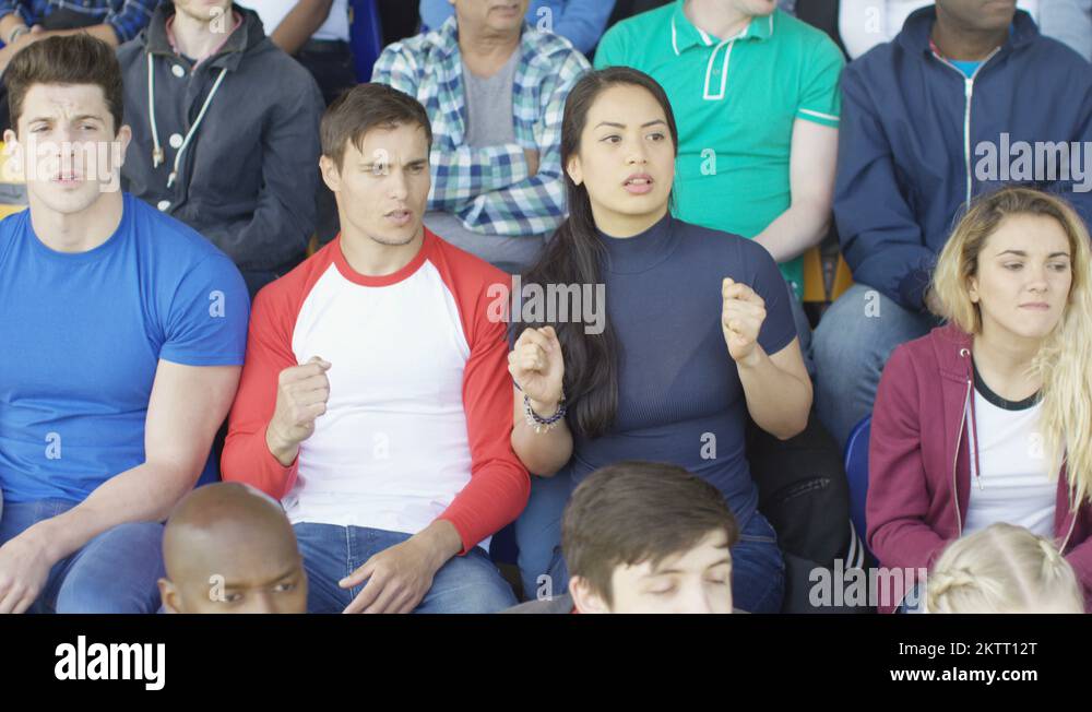 4K Sports crowd expressing disappointment, watching live game in ...