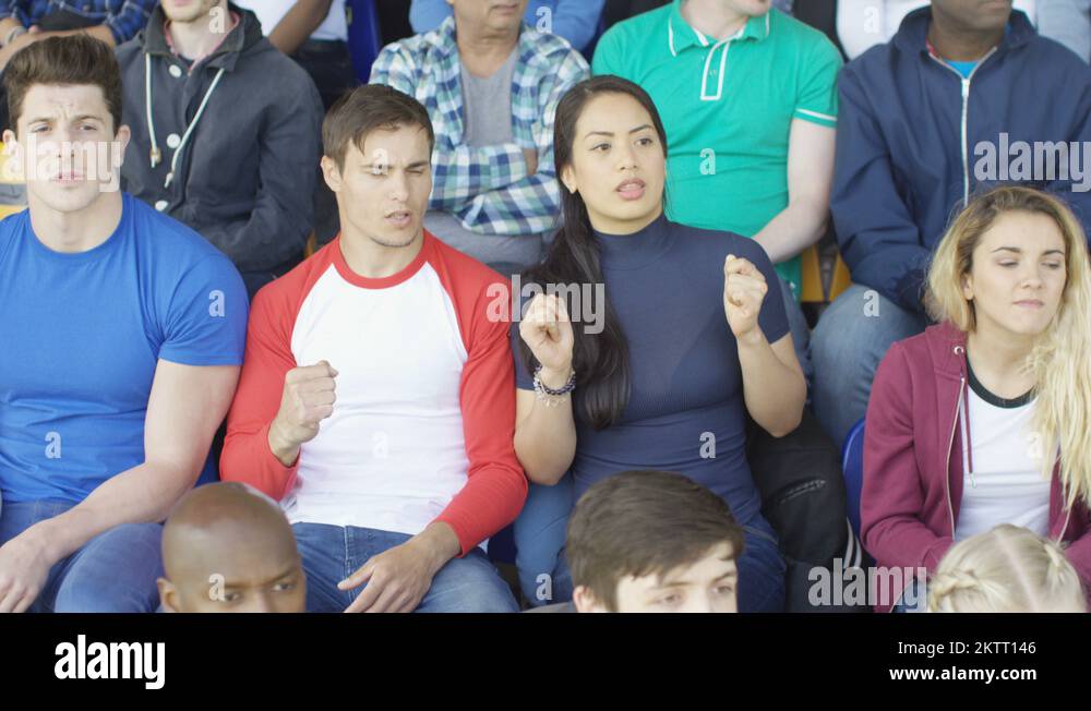 4K Sports crowd expressing disappointment, watching live game in ...