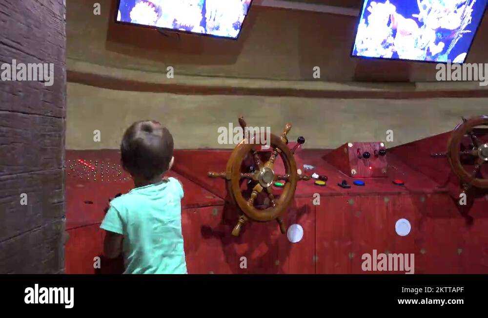 Kid plays in submarine wheelhouse, Crystal child Stock Video Footage ...