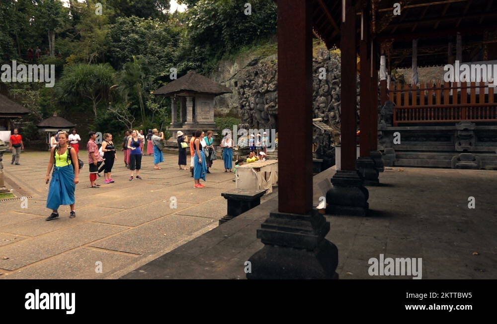 Bali, Indonesia: People sightseeing ancient temple in Ubud,Bali Stock ...