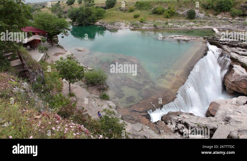 Canyon of the Cijevna river is crossing the valley with waterfall ...