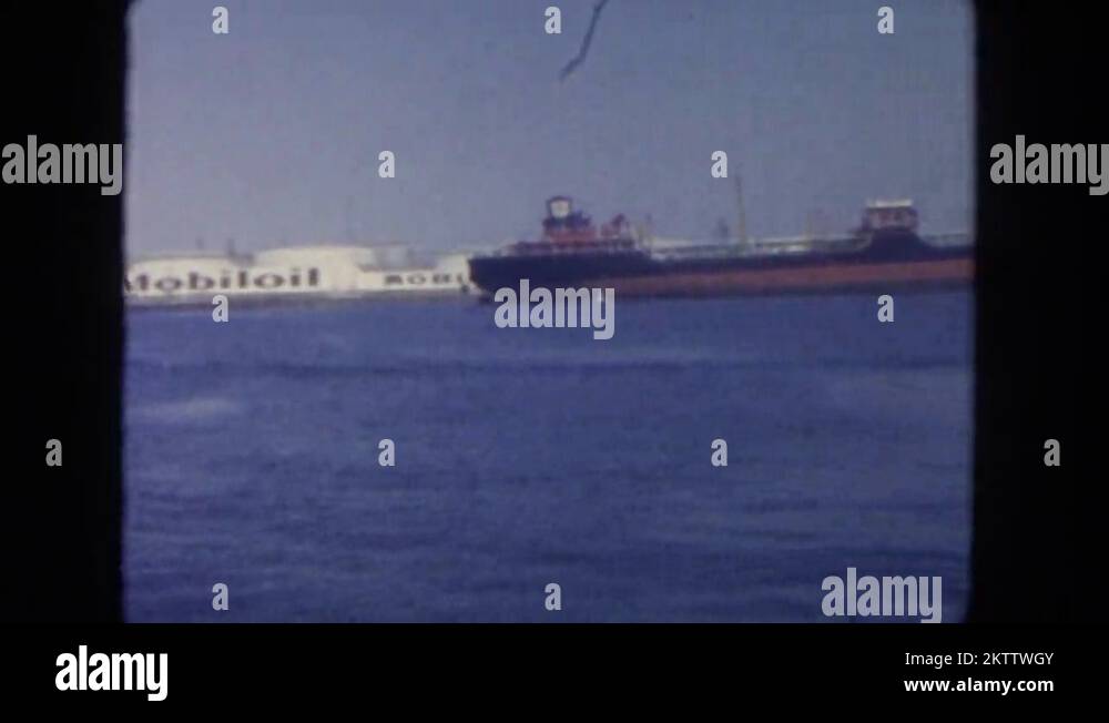 1962: old style oil tanker cargo ship parked in harbor dock. SAN PEDRO ...