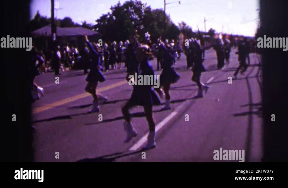1973: girls twirling batons while marching in parade LYNBROOK, NEW YORK ...