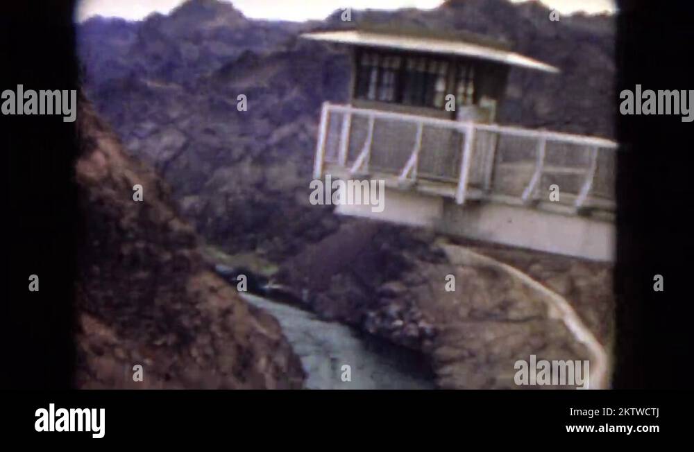 1967: a small building overhangs on a cliff edge over a river Stock ...