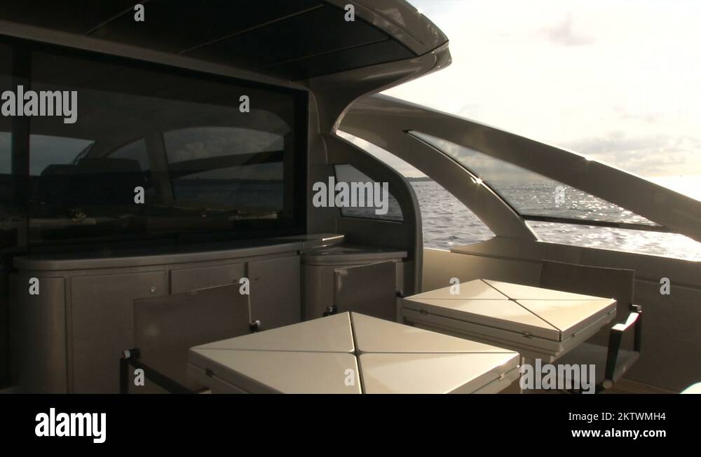 Tables in the cockpit of a luxury yacht navigating Stock Video Footage ...