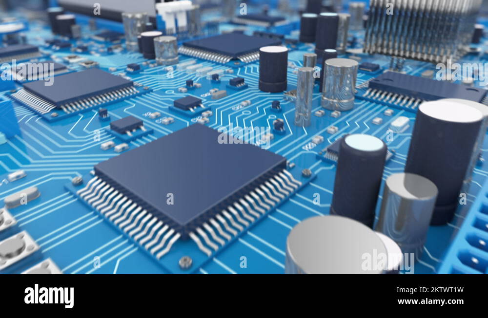 Beautiful 3d animation of the Motherboard in Close-up Seamless. DOF ...
