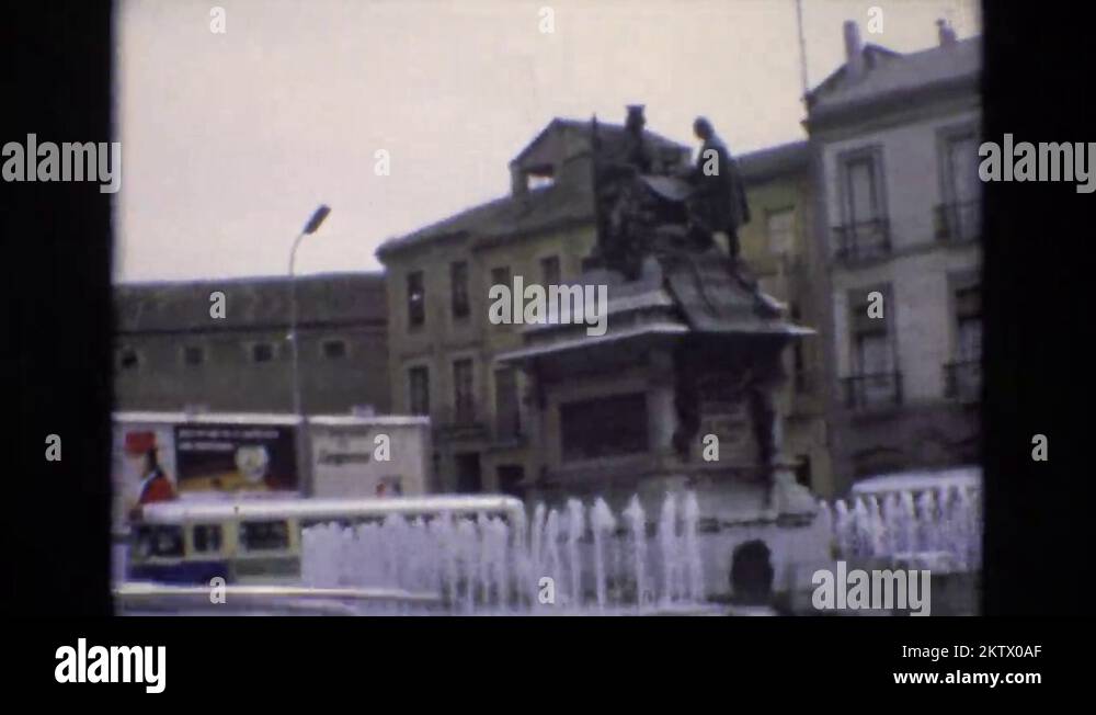 1969: cars moving around a square SPAIN Stock Video Footage - Alamy