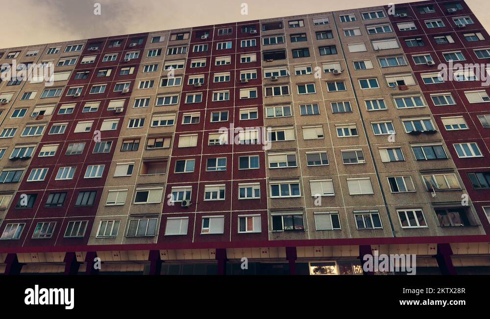 Eastern European Panel Plattenbau Block Building Establishing Shot 3D ...