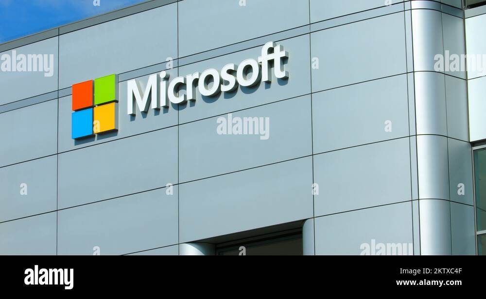 Microsoft logo and billboard at Microsoft Square LA LIVE in Los Angeles ...