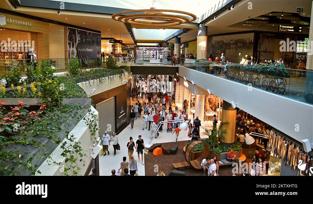 People Crowd Rush For Shopping In Luxury Mall Interior Stock Video ...