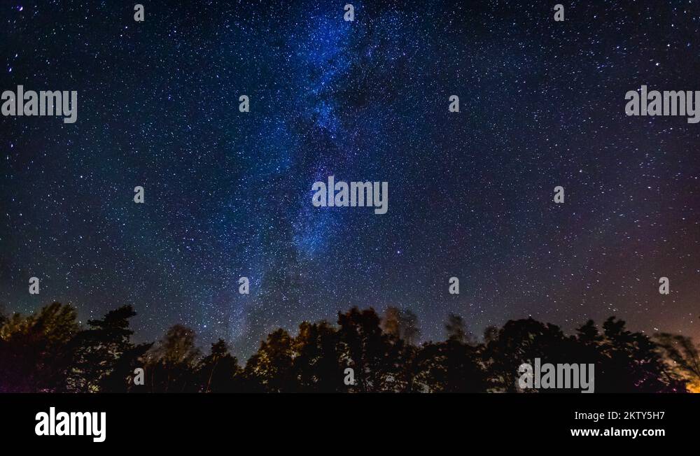 Starry sky at night, milky way with Lyra and Cygnus Stock Video Footage ...