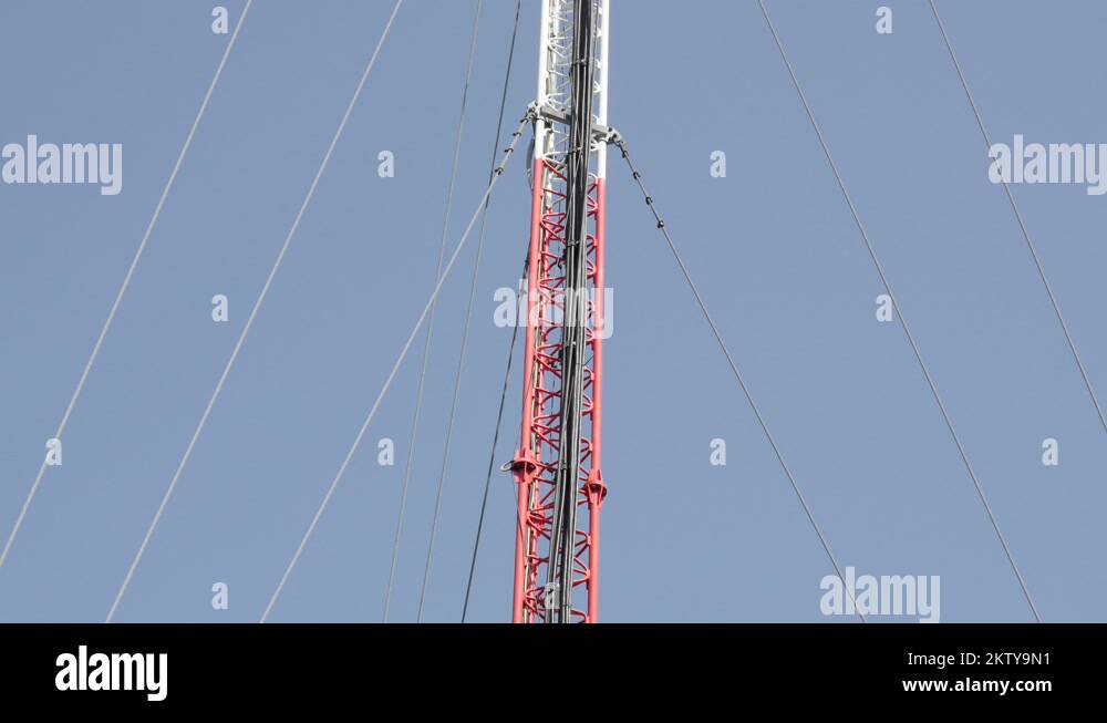 Telecommunication tower antenna red and white panel system background ...
