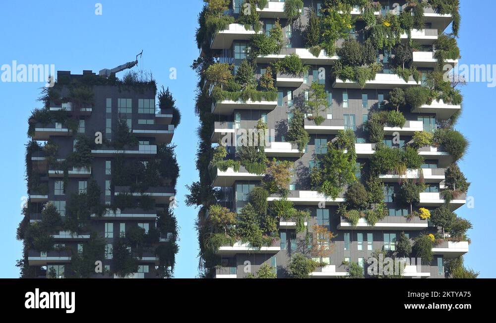 Bosco Verticale (Vertical Forest) buildings in Milan, Italy Stock Video ...