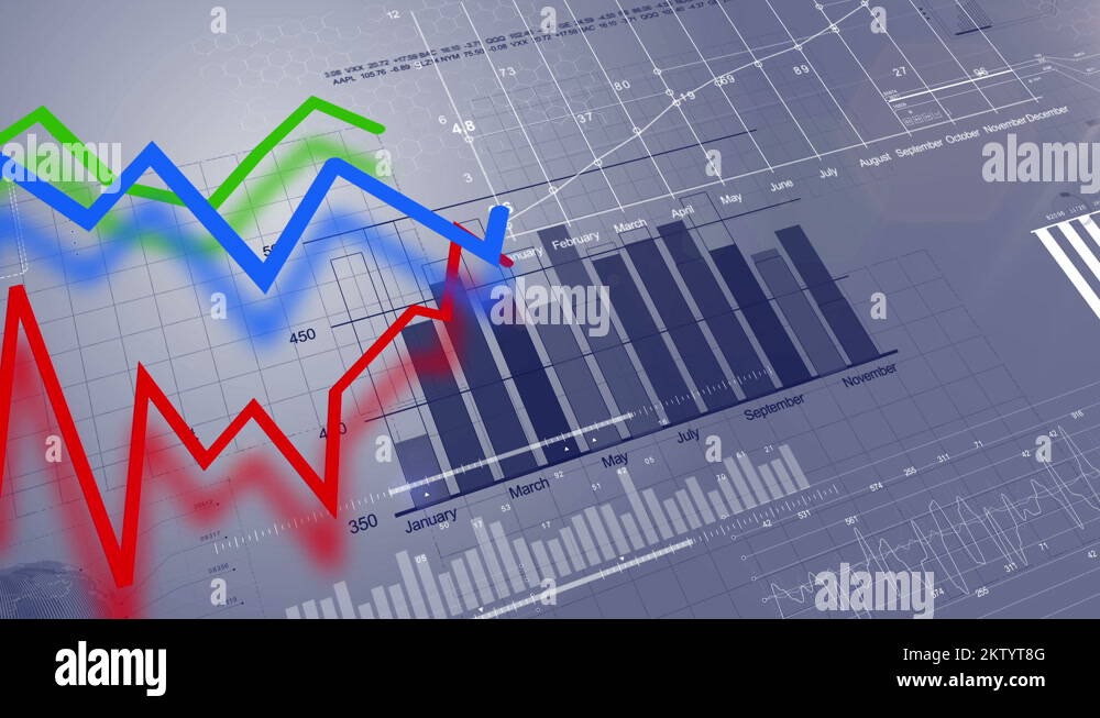 Beautiful 3d animation of the Growing Charts on Digital Blue Screen ...