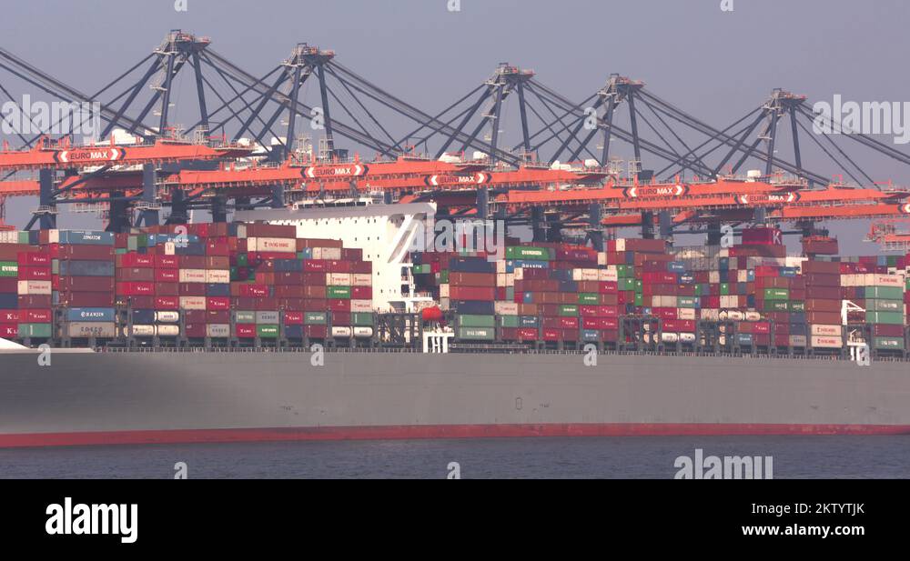 container ship unloading at automated container terminal Euromax ... container ship unloading at automated container terminal Euromax ...