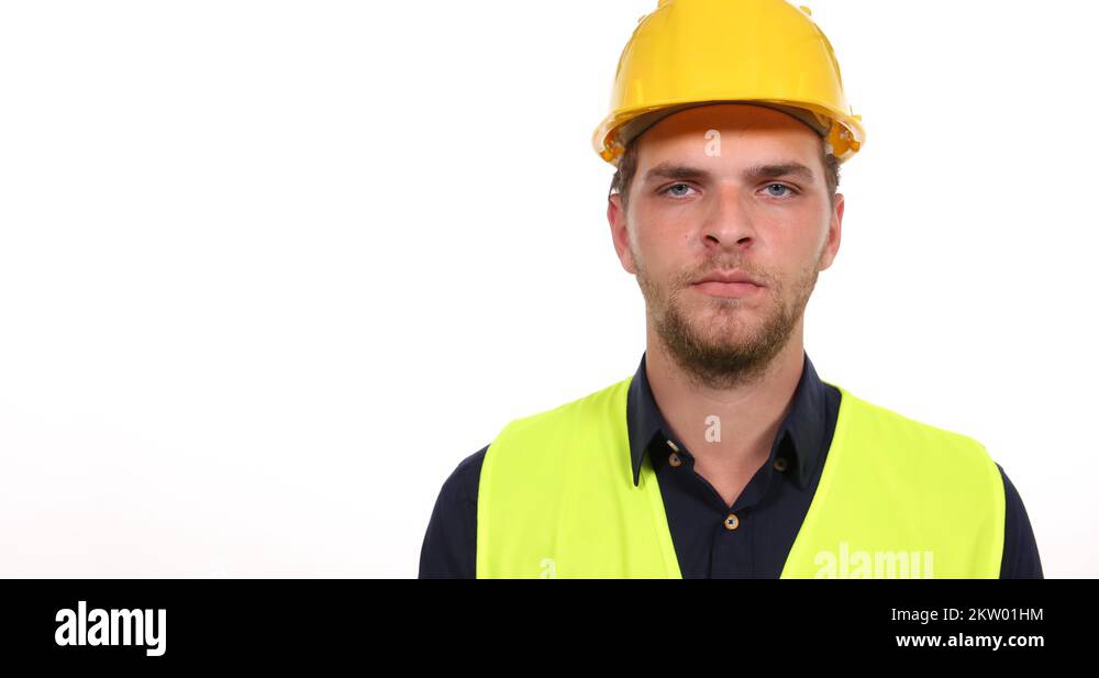 White Background Engineer Man Looking Camera Presentation Posing ...