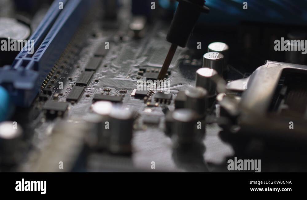 Process of repairing and soldering cpu chip microprocessor macro Stock ...