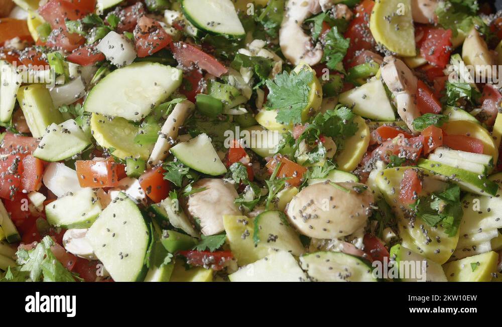 Bright Overhead Texture Background of Chopped Vegetables Rotating Stock Video Footage - Alamy