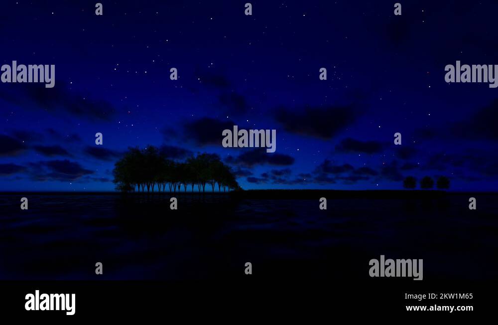 Guitar Trees over Ocean at Sunset, Timelapse Clouds, Musical Notes ...
