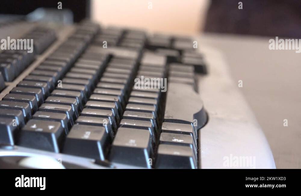 4K close up hands fingers typing fast desktop computer keyboard used ...