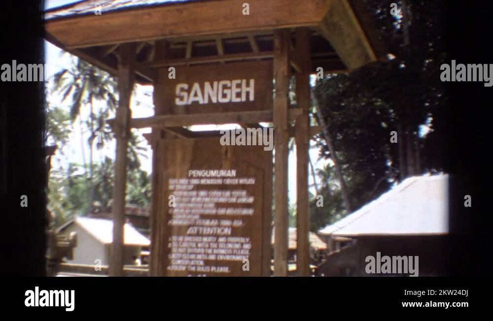 1984: signs beckon visitors' attention at indonesia's sangeh monkey ...