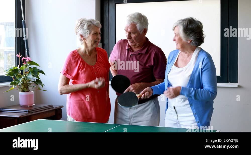 Senior citizen standing interacting with each other Stock Video Footage ...