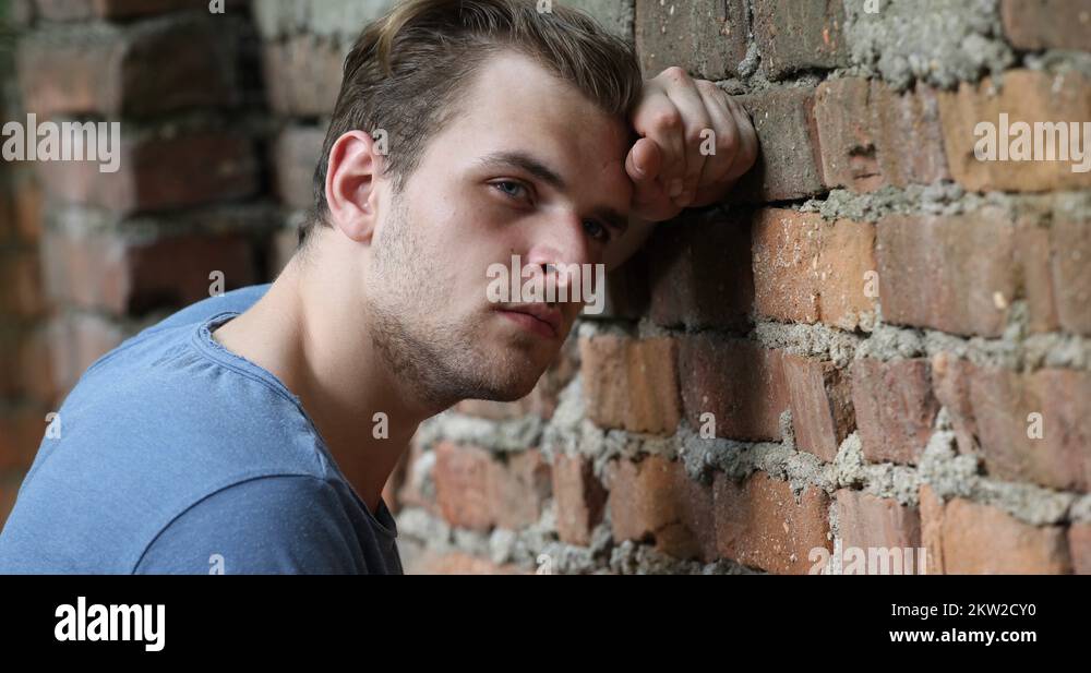 Sad Unhappy Man Frustrated Person Loneliness Empty Look Think Red ...