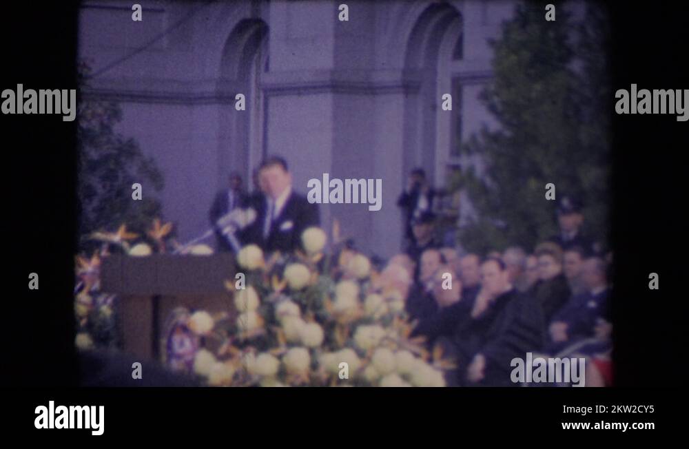 1967: ronald reagan inauguration group of people outside listening to a ...