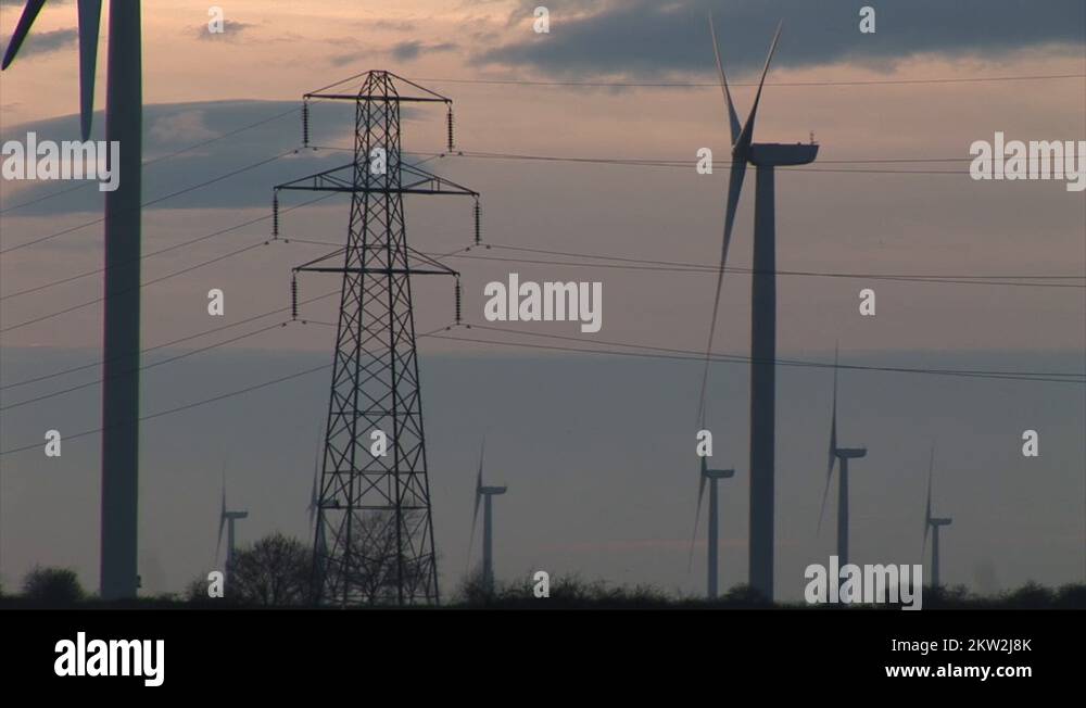 Pylon and wind turbines Stock Videos & Footage - HD and 4K Video Clips ...
