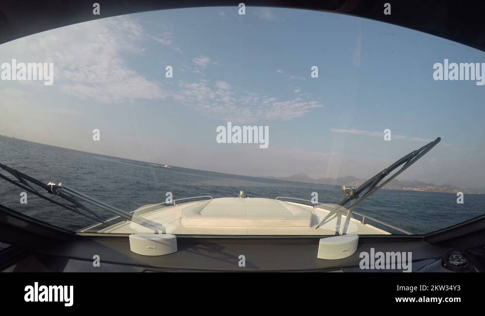 On board front view of boat navigating fast Stock Video Footage - Alamy
