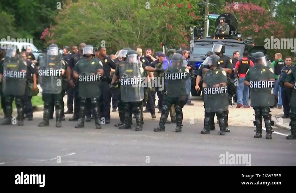Baton Rouge Sheriffs in Riot Gear Standing Down with Nat Sound Stock ...