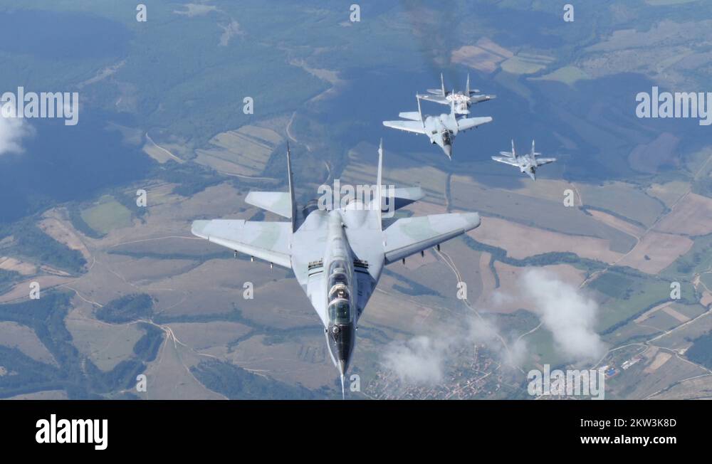 Formation of Mikoyan Gurevich MiG 29 Fulcrum in Flight. UltraHD 4K ...