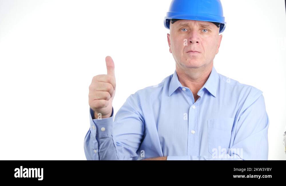 Businessman Engineer Interview Show Thumbs Up Hand Gesture Good Job ...